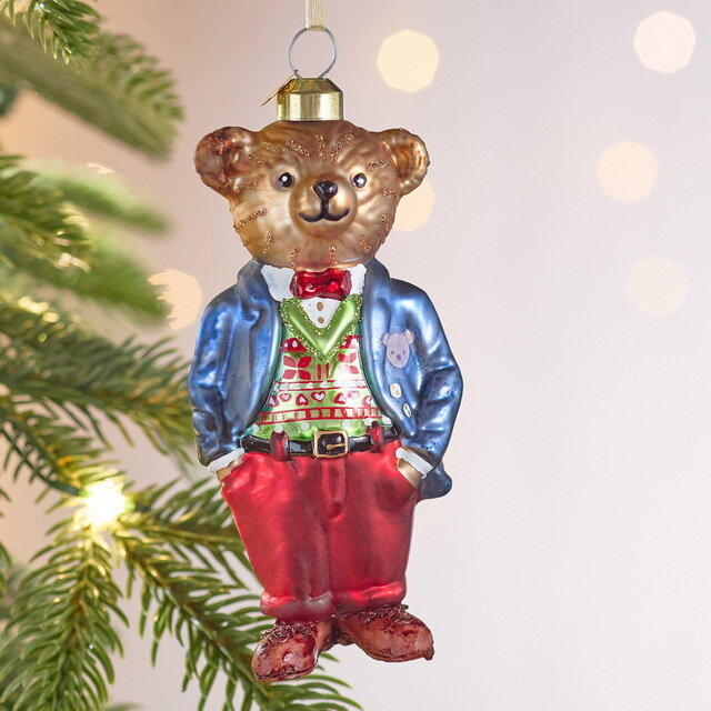 Елочная игрушка Мистер Медведь 12 см в подарочной коробке, стекло, Winter Deco, 1001256