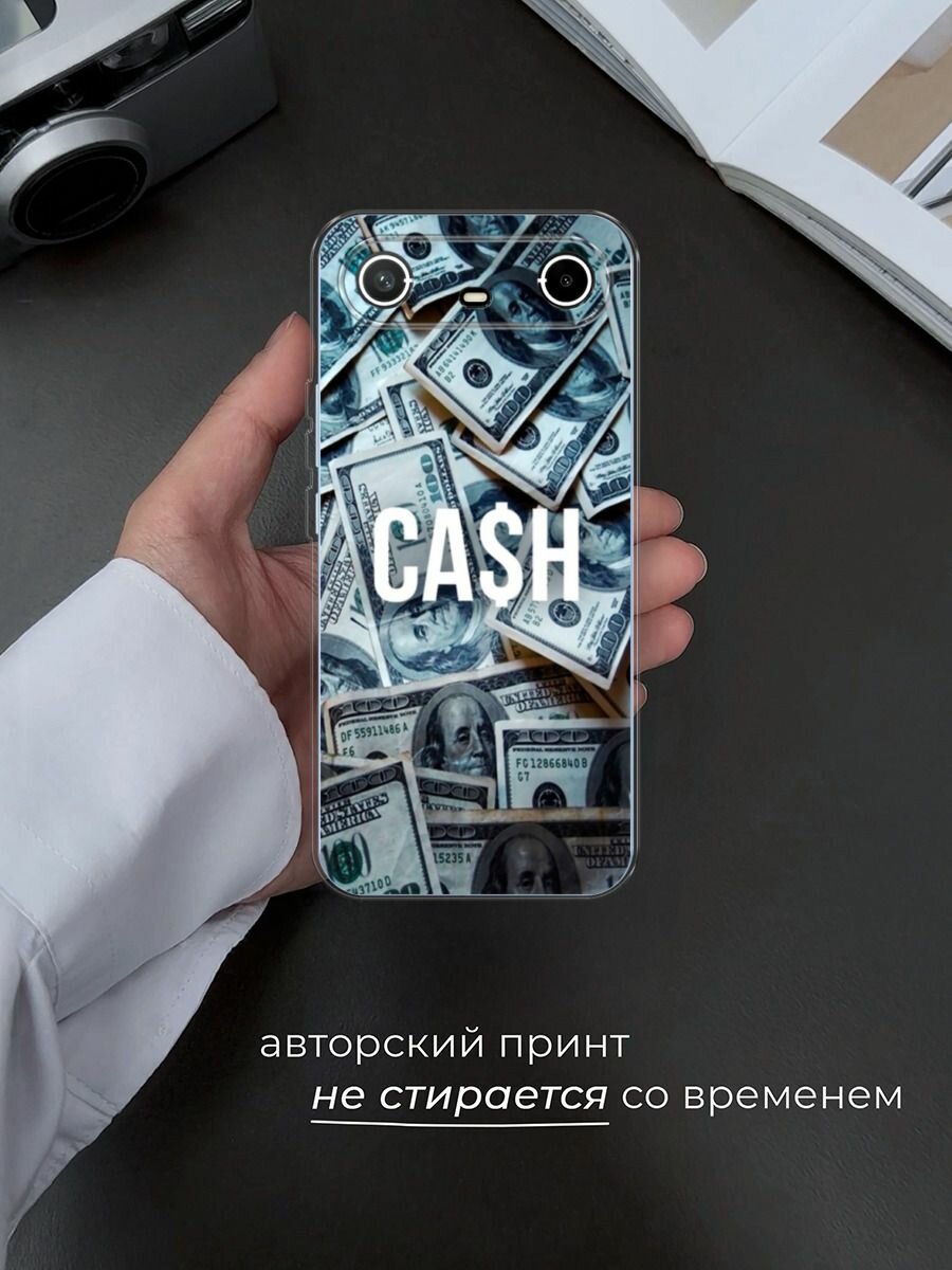 Силиконовый чехол на Tecno Spark Slim / Текно Спарк Слим с принтом Cash — фото 1