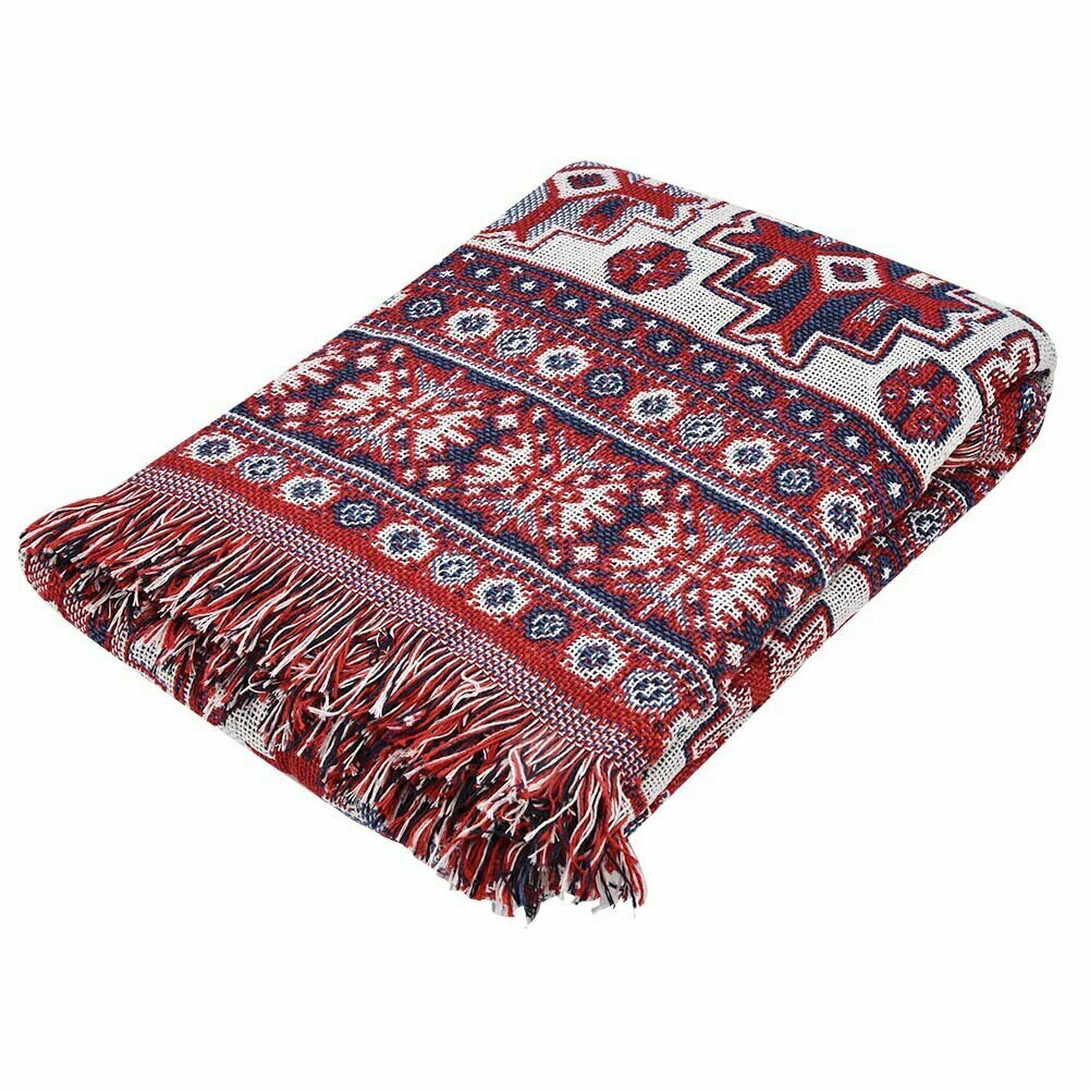 Двусторонний хлопковый тканый плед с декоративными кистями для дивана/кровати. Легкое мягкое покрытие для ковра.