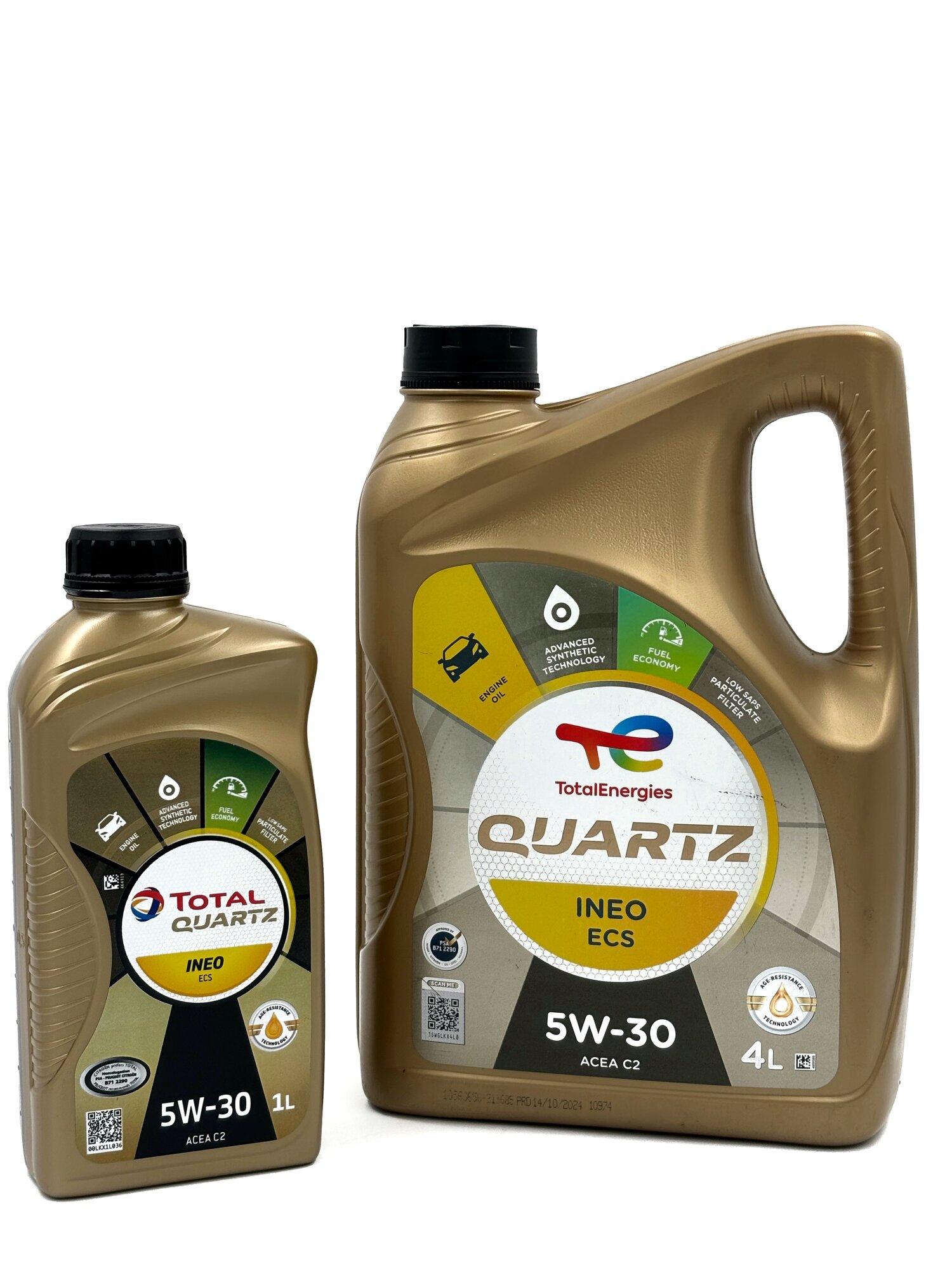 Комплект моторного масла Total Quartz Ineo Ecs 5w-30 C2, 4 литров+ 1 литр, 5 литров