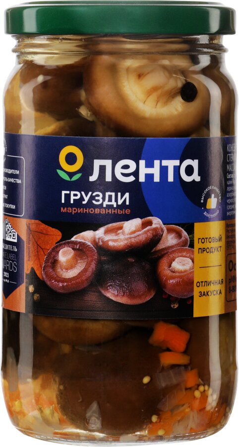Грузди маринованные лента, 350мл