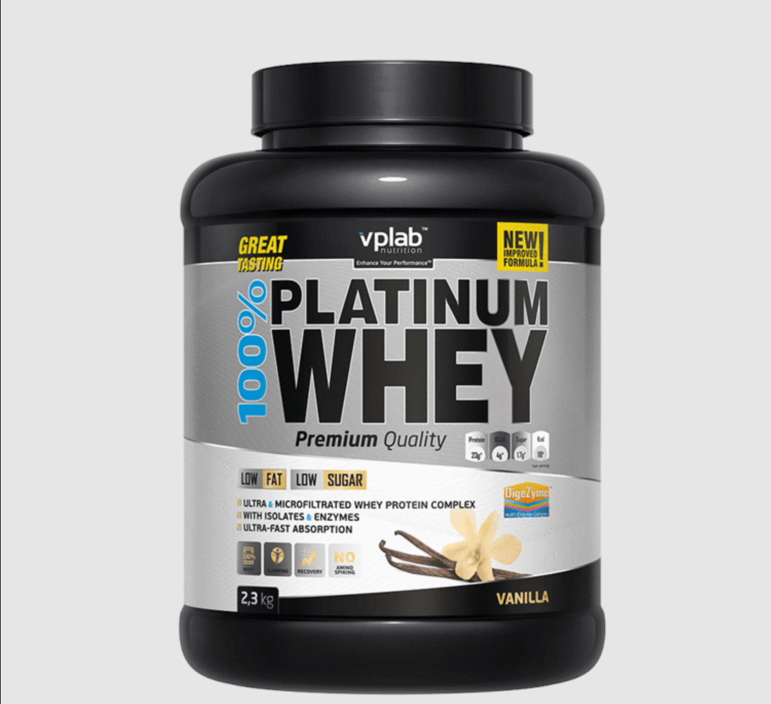 Протеин VP Lab 100% Platinum Whey (2.3 кг) - Вкус: Ваниль, без глютена