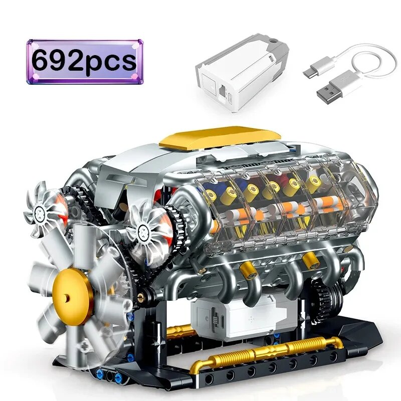 Конструктор двигателя V8, 692 детали, Remove Box