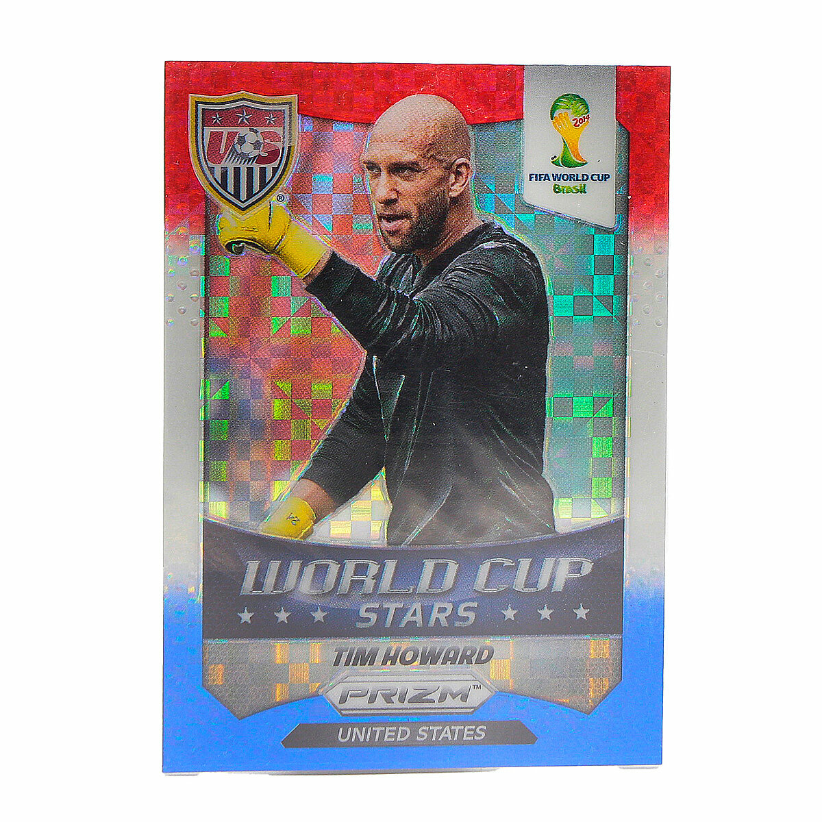 Коллекционная карточка Panini Prizm FIFA World Cup 2014: #WCS-42 Tim Howard - Red, White and Blue Power Plaid