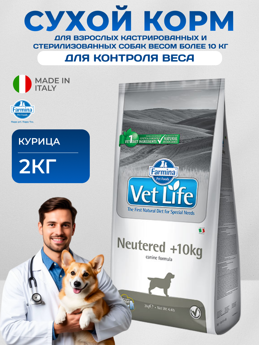 Сухой корм для собак с курицей Farmina Vet Life Dog Neutered 2 кг