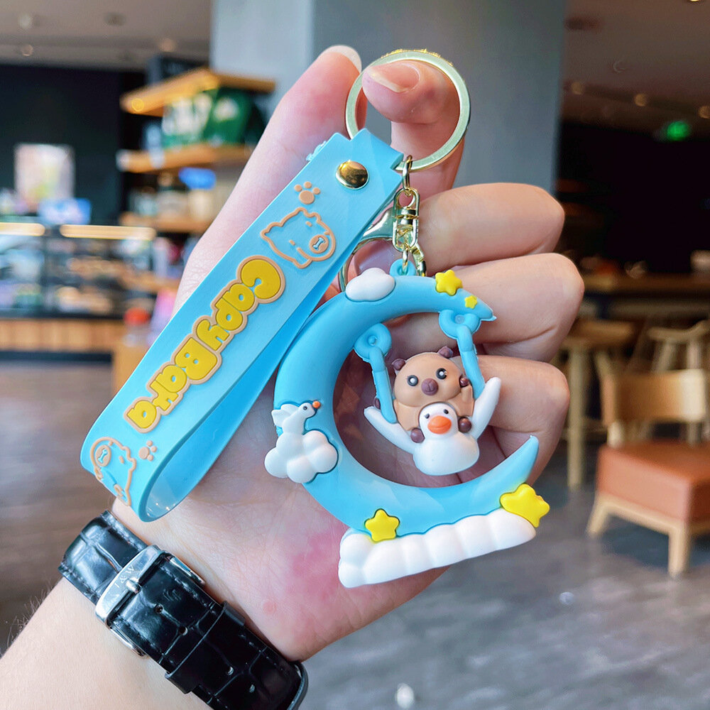Креативный брелок с мультяшной капибарой, милый и очаровательный кулон с капибарой для автомобилей, сумок, брелоков, кукол, милый кулон с капибарой, лебедь
