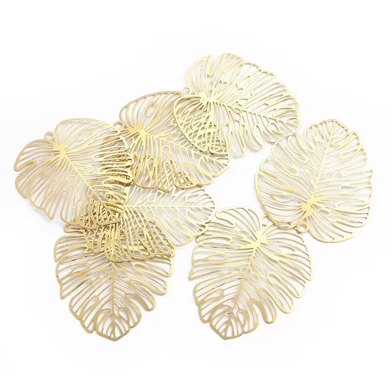 10 шт. декоративными украшениями, большой кулон пальмовых листьев открыть ремесла изящное ожерелье с разноцветным кулоном незакалённая медь Женская мода ожерелье серьги, украшения своими руками