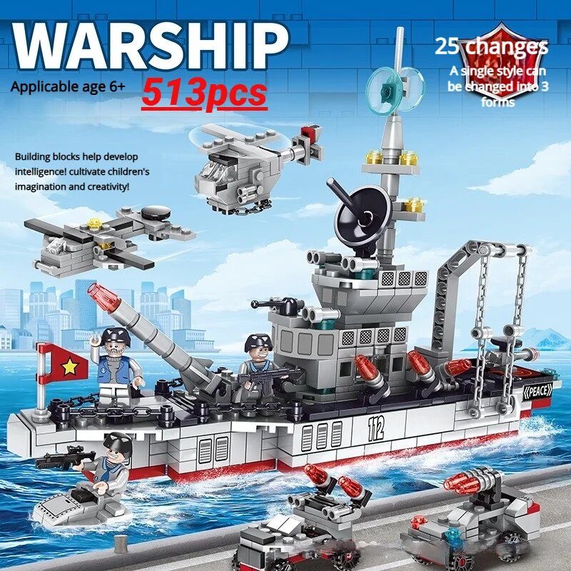 Конструктор военный корабль 6 в 1, Цвет: Cruiser