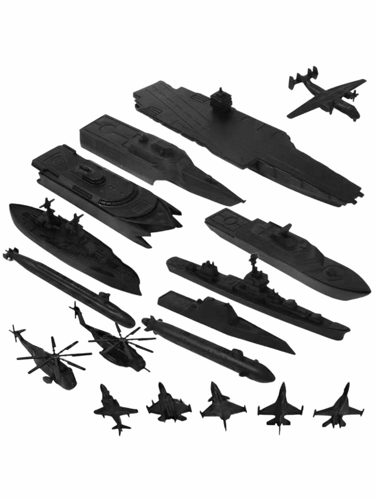 17 видов черных игрушек-моделей кораблей