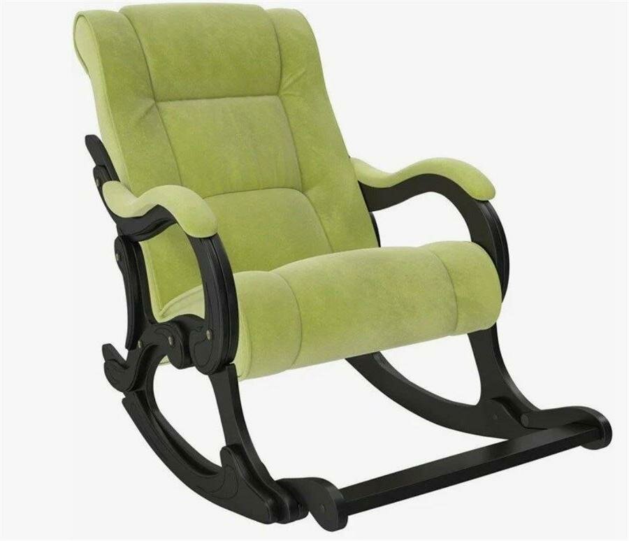 Кресло-качалка Сенатор 77 Red Black зеленый, ткань и дерево, мягкое сиденье, с подлокотниками