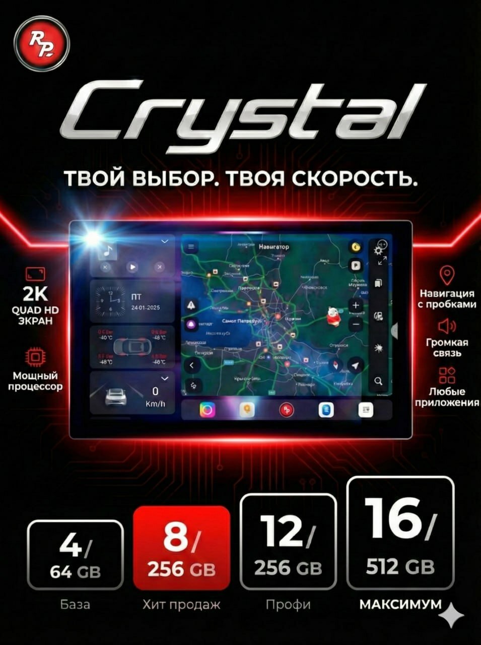 Автомагнитола RedPower 850 Crystal PRO 8/256 Гб 11.5 дюймов
