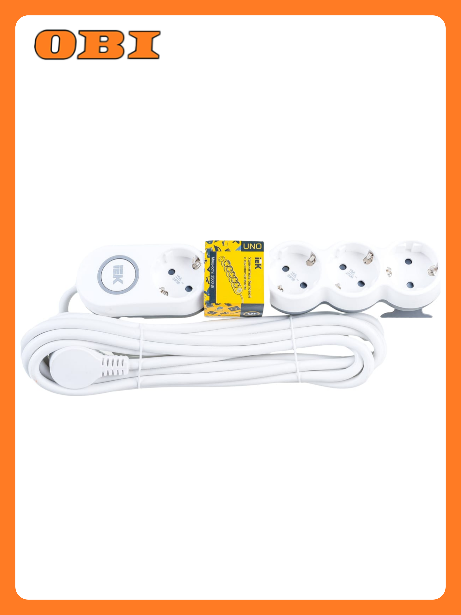 Удлинитель У05В 5 мест 2P+PE/5м 3х1,5мм2 16А/250В UNO IEK