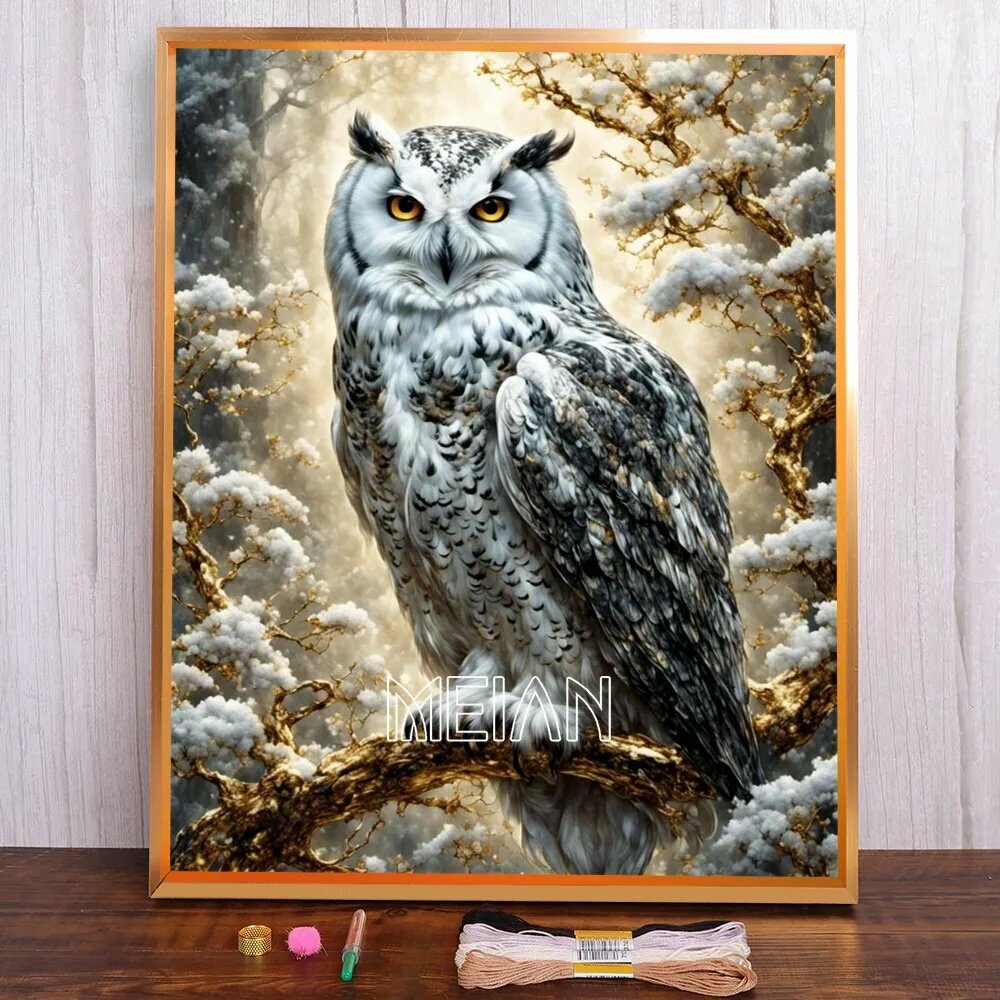 MEIAN Набор для вышивания,50x70CM,14CT, Сова на дереве