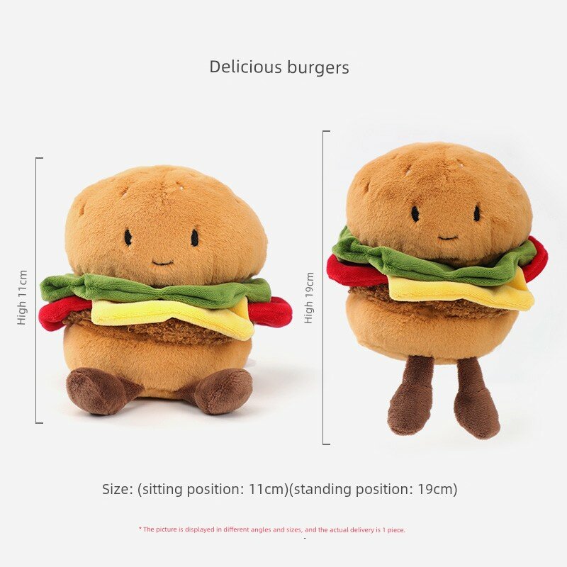 Мягкая игрушка RECUR Yueku Gourmet: плюшевая кукла-тортик, бургер, картофель фри – подарок на день рождения Вкуснейший