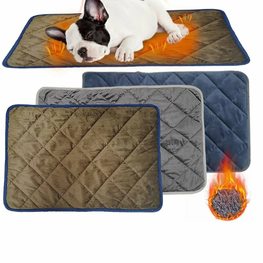 Грелка для домашних животных 40x50 см с самонагревом, темно-синяя с серой окантовкой, зимний вариант