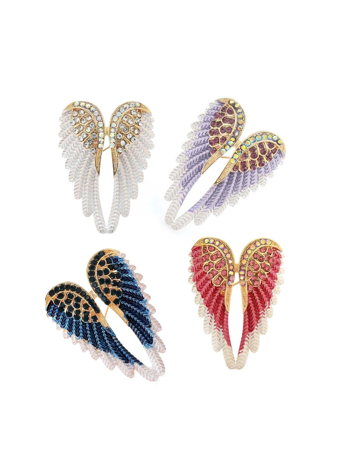 4 штуки сверкающих стразов, набор булавок с крыльями Ангела, подарок для вечеринки унисекс