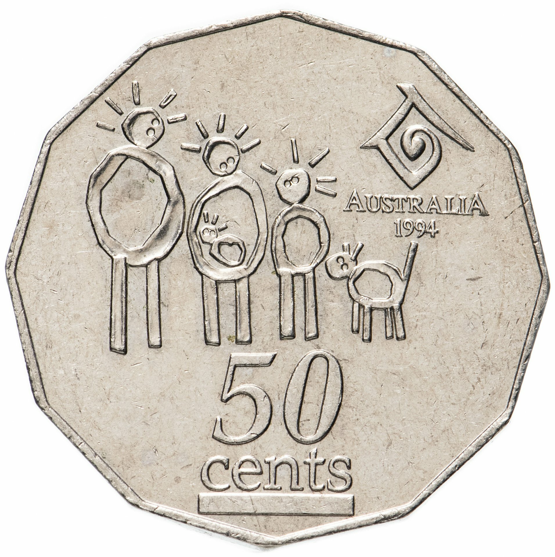 Австралия 50 центов cents 1994 "Международный год семьи", Мельхиор медь-никель, в сохранности XF