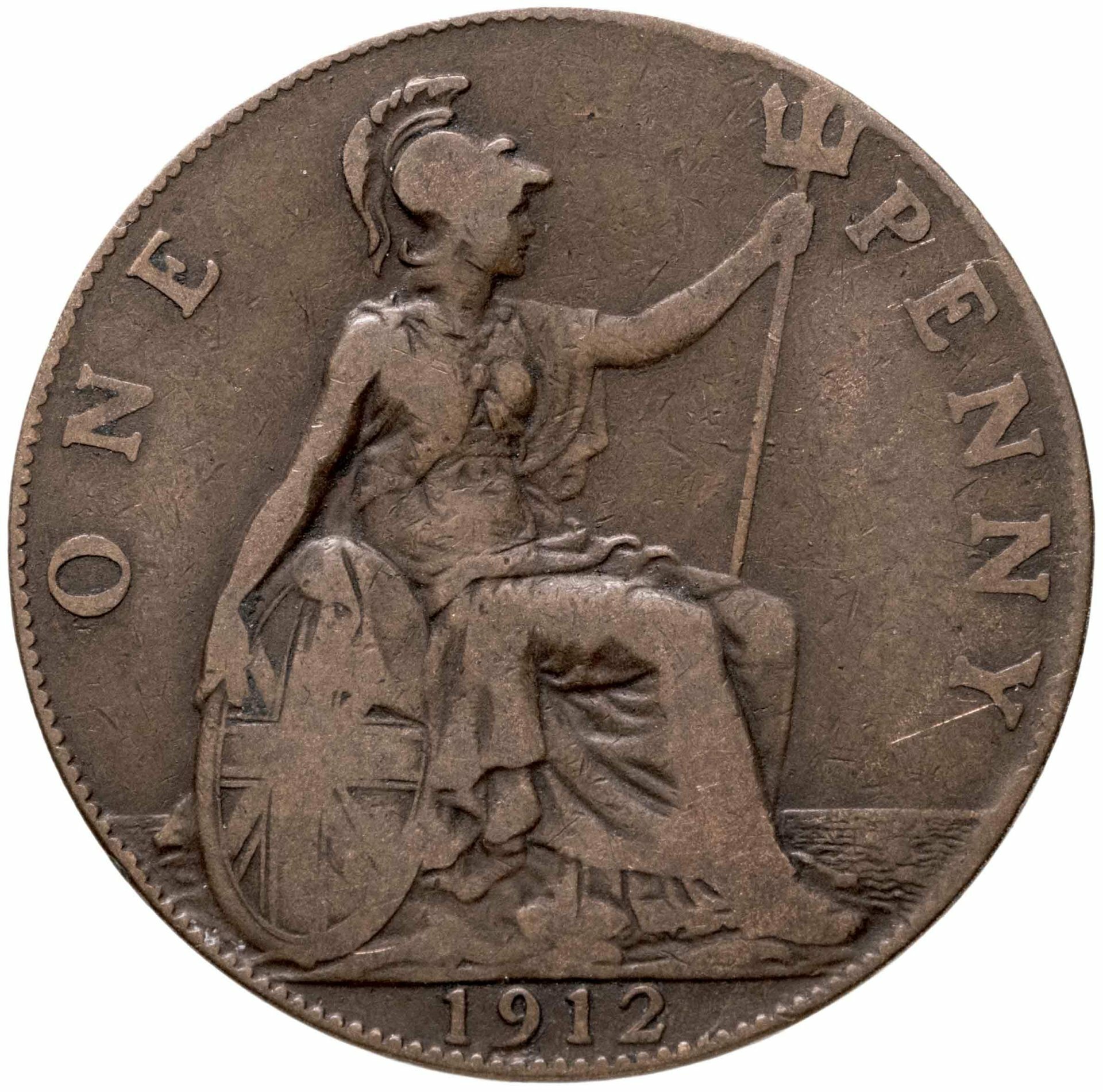 Великобритания 1 пенни penny 1912, Бронза, в сохранности VF