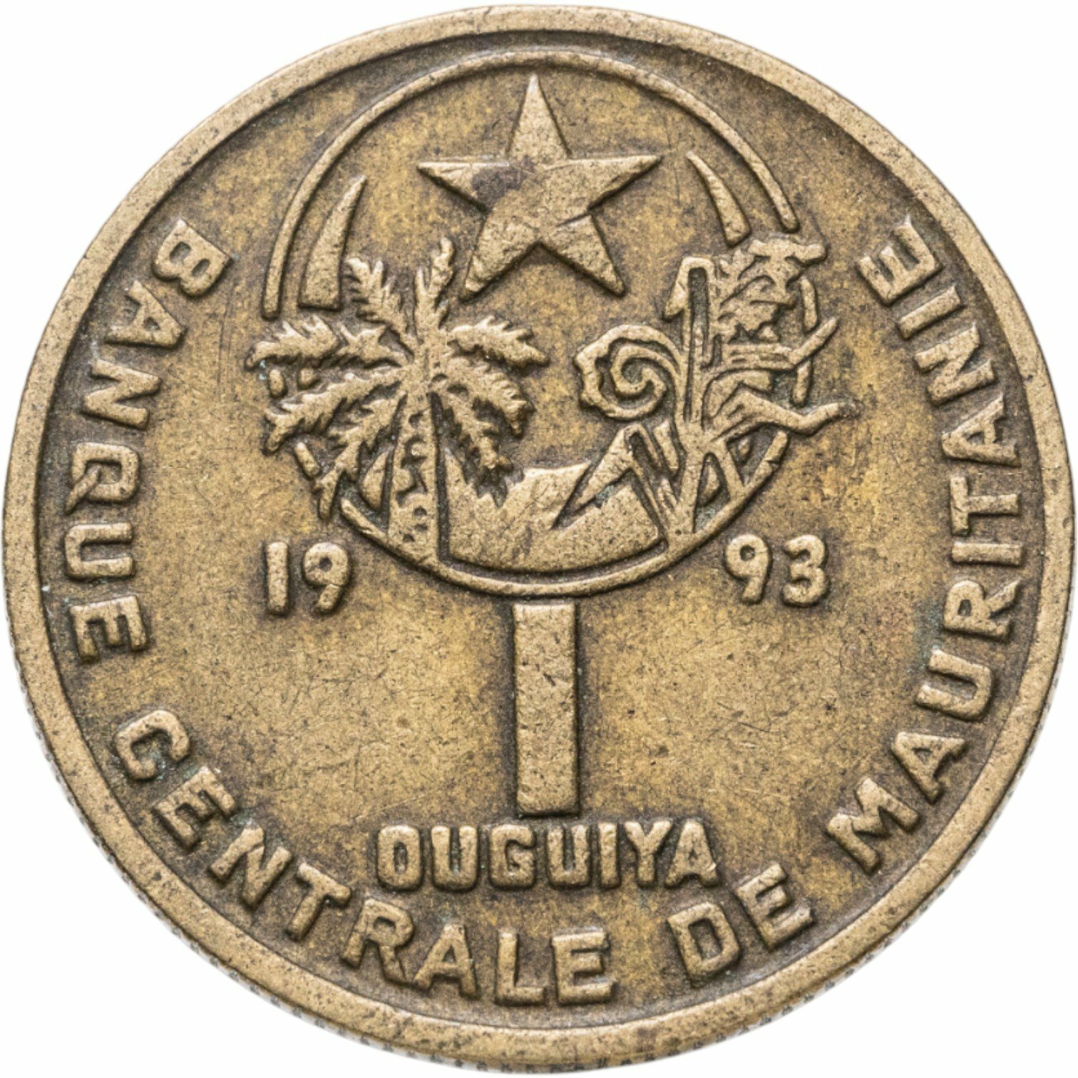 Мавритания 1 угия ouguiya 1993, Бронза, в сохранности XF-AU