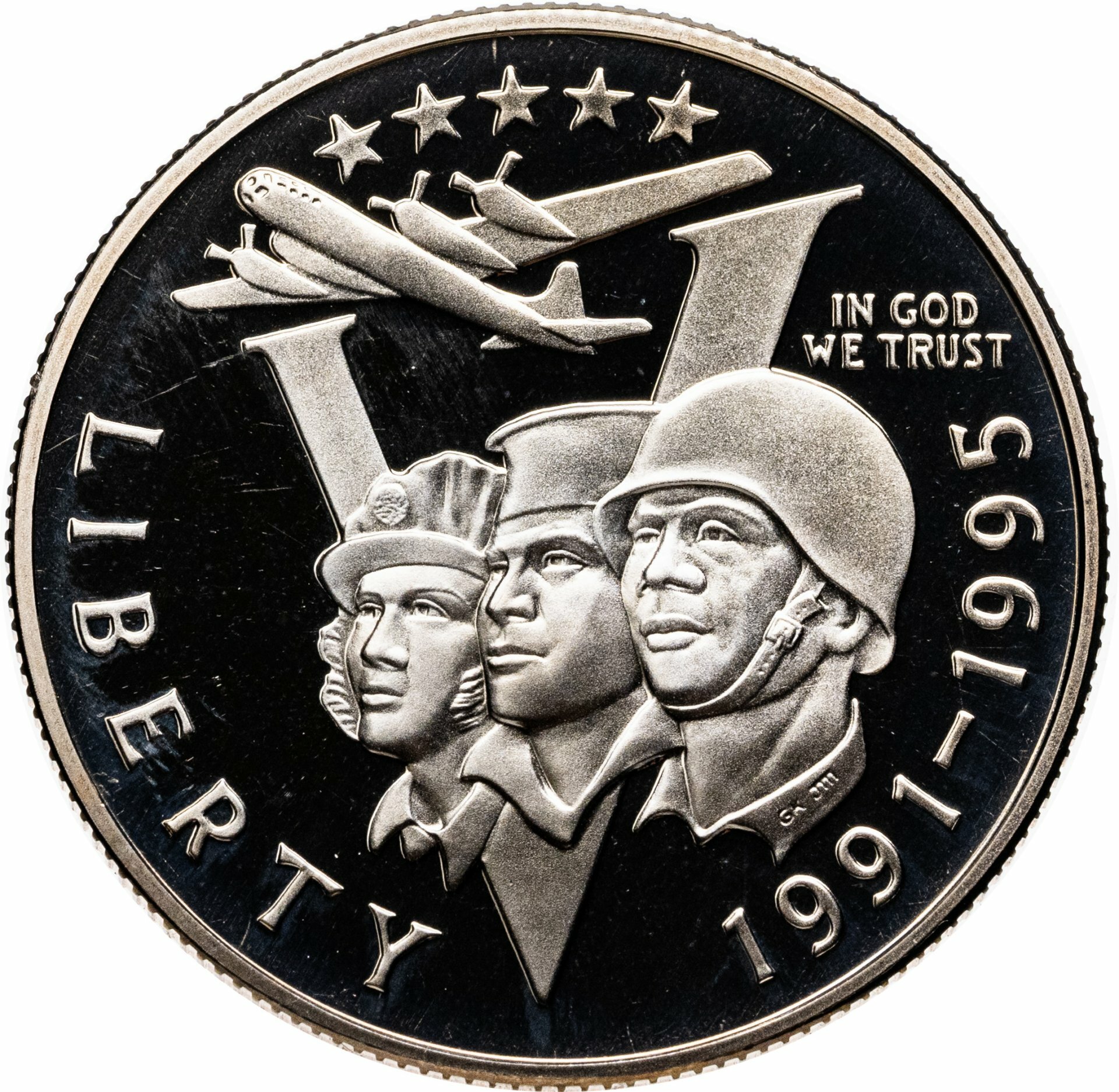 США 50 центов 1/2 доллара, half dollar 1995 "50 лет победы во Второй Мировой войне", Медь, в сохранности Proof