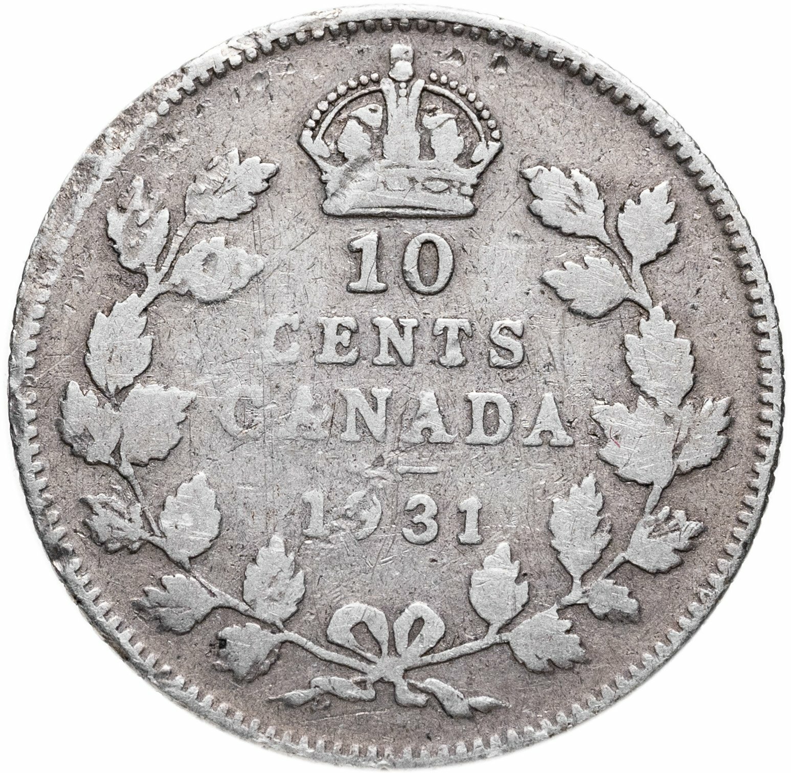Канада 10 центов cents 1931, Серебро 800, в сохранности VF