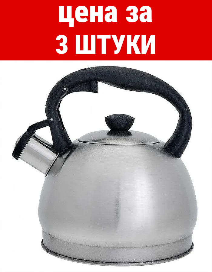 Комплект 3 шт, чайник нерж 2.0Л WEBBER матовый со свист. Для всех видов плит