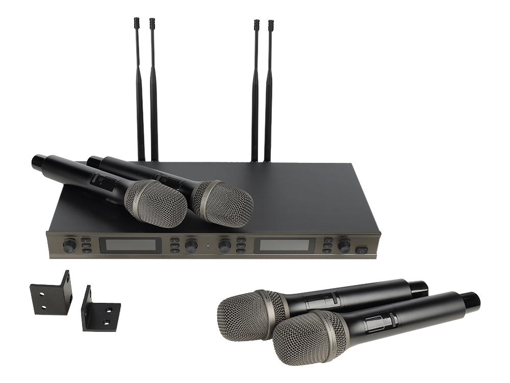 Axelvox UHF 650 - 758 MHz, LCD DSP, - 4 Микрофонная радиосистема цифровая модуляция, дисплей, ручной микрофон шт.
