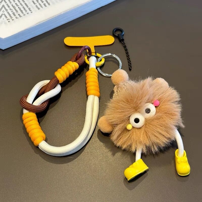 Ланъярд для телефона с шариком из угля дофамина, плетеный ремешок, плюшевый мультяшный универсальный подвес, цепочка для подвешивания куклы CCD