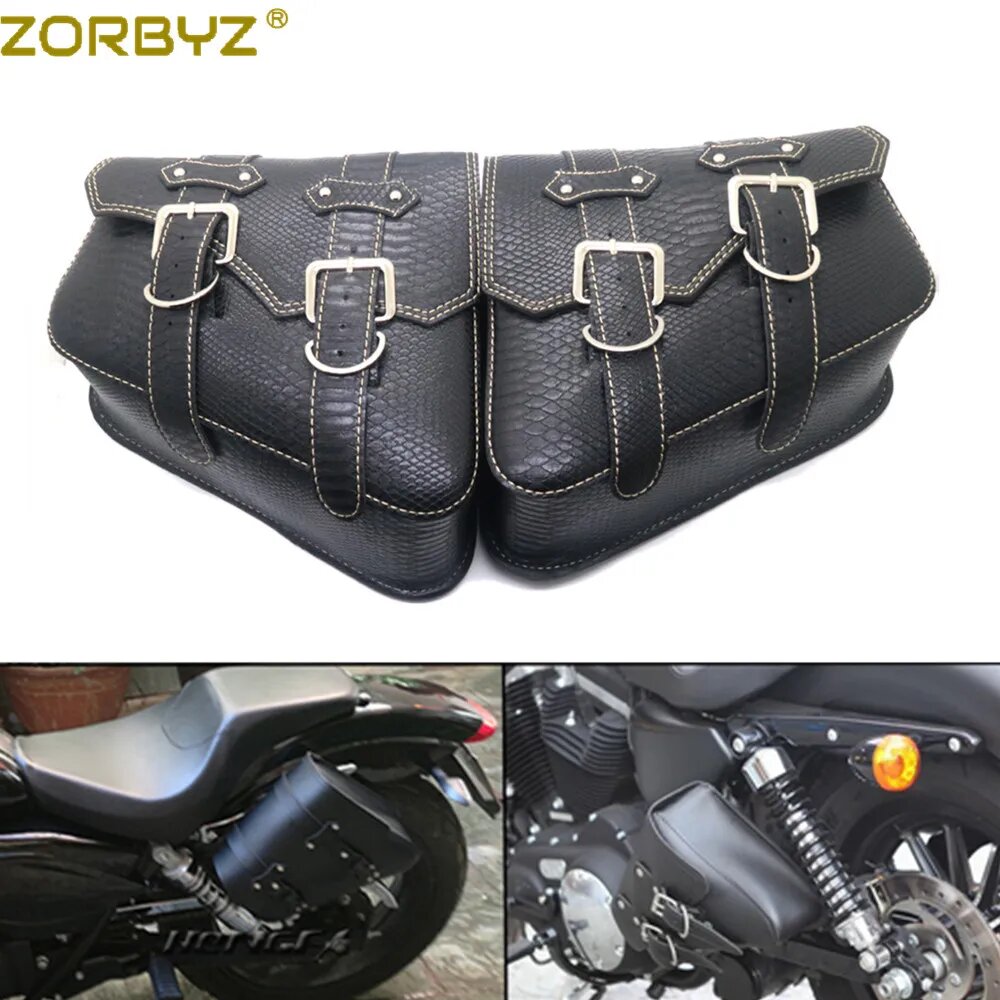 ZORBYZ мотоциклетные черные седельные сумки из искусственной кожи крокодила сумка для Harley Sportster XL 883 1200