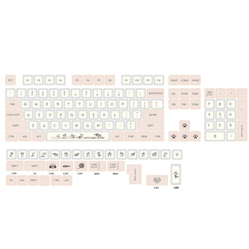 136 клавиш XDA, колпачки для клавиш с профилем, PBT DYE-SUB, милый кот, тематика, розовый колпачок для клавиш Cherry Mx Switch GMMK Pro, игровая механическая клавиатура