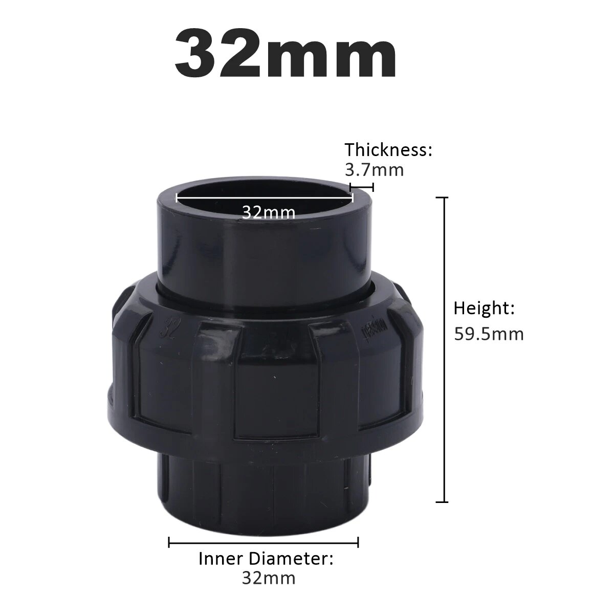 20/25/32/40/50 мм черный соединитель из ПВХ, садовая ирригационная труба, прямые соединения, дренажная труба для аквариума, прямые соединители