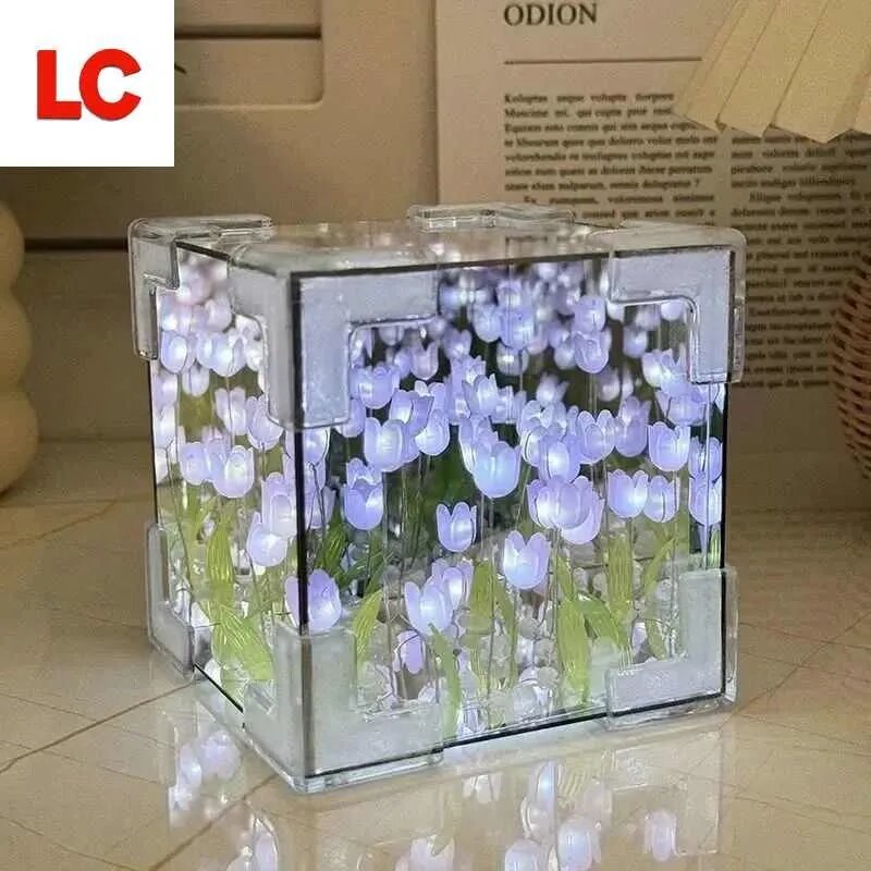 20 тюльпанов Ночник с цветком тюльпана ручной работы, полный комплект материальной упаковки, декоративный подарок 10x10 cm