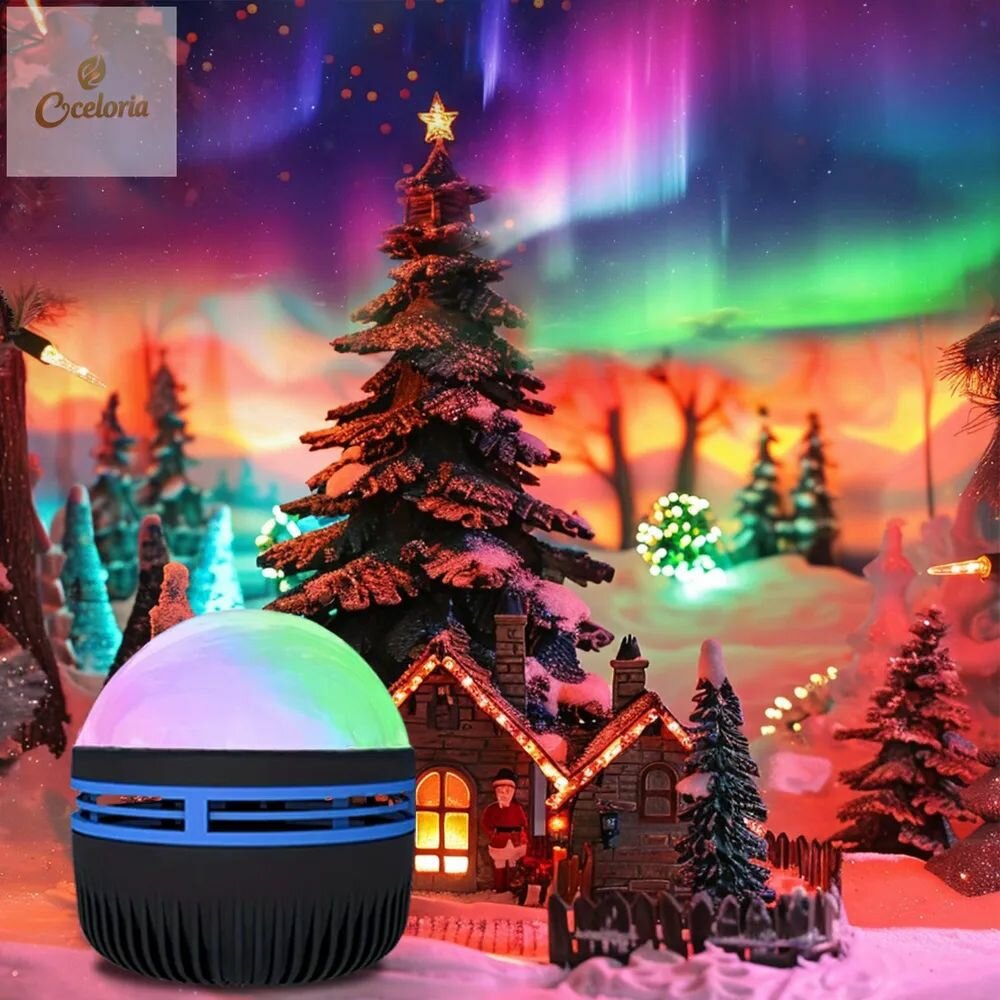 3D проектор-ночник с эффектами Северного сияния и водных волн (2 сменных плафона), пульт ДУ, регулировка яркости и идеальный для спальни, детской и романтической атмосферы