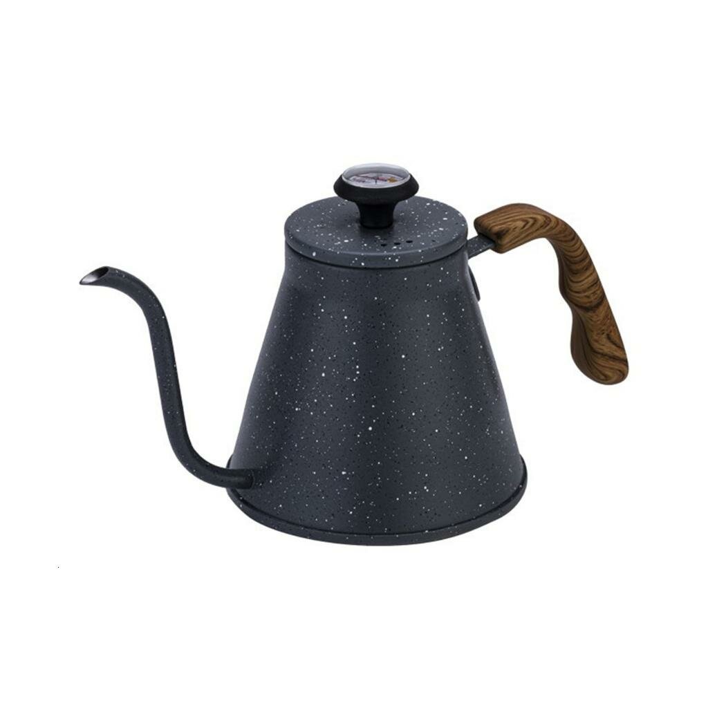 Сталиная гейзерная кофейная кружка 1,2 л с термометром, Цветочная скала серого цвета