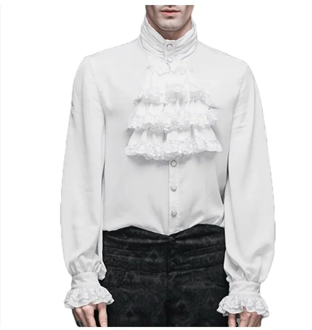 Мужской стимпанк сюртук из полиэстера Белый, S, Шампанское