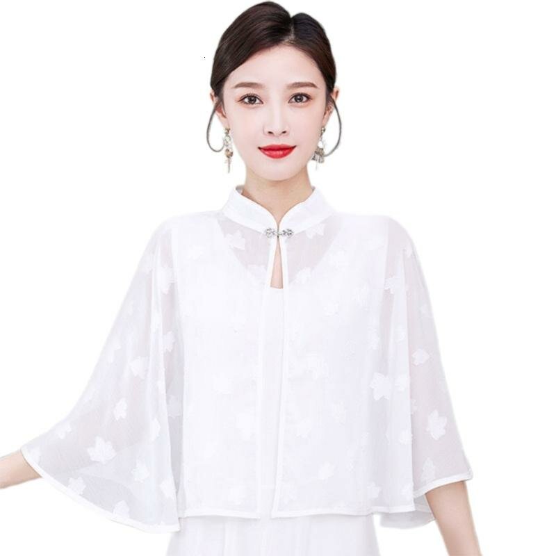 Складной шарф-чехол из шифона для ципао, Белый