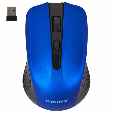 2 шт. Мышь беспроводная SONNEN V99, USB, 1000/1200/1600 dpi, 4 кнопки, оптическая, синяя, 513530