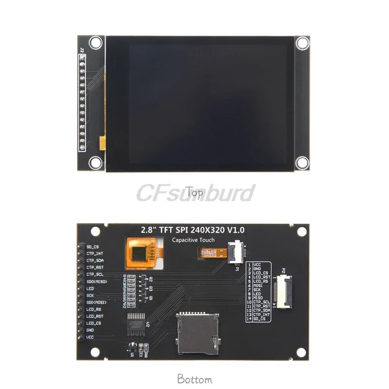 2.8" TFT SPI 240x320 LCD дисплей с тачскрином