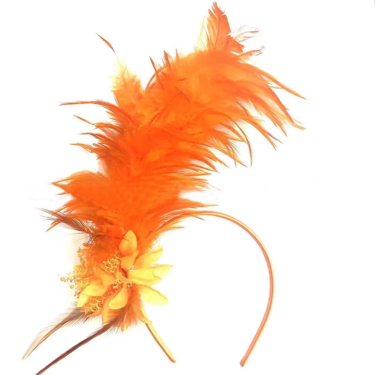 Женская вуалетка с перьями WLLHYF Оранжевый, orange