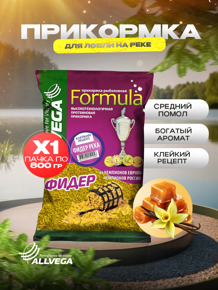 Прикормка для рыбалки ALLVEGA Formula Фидер Река 1 пачка 0.8кг