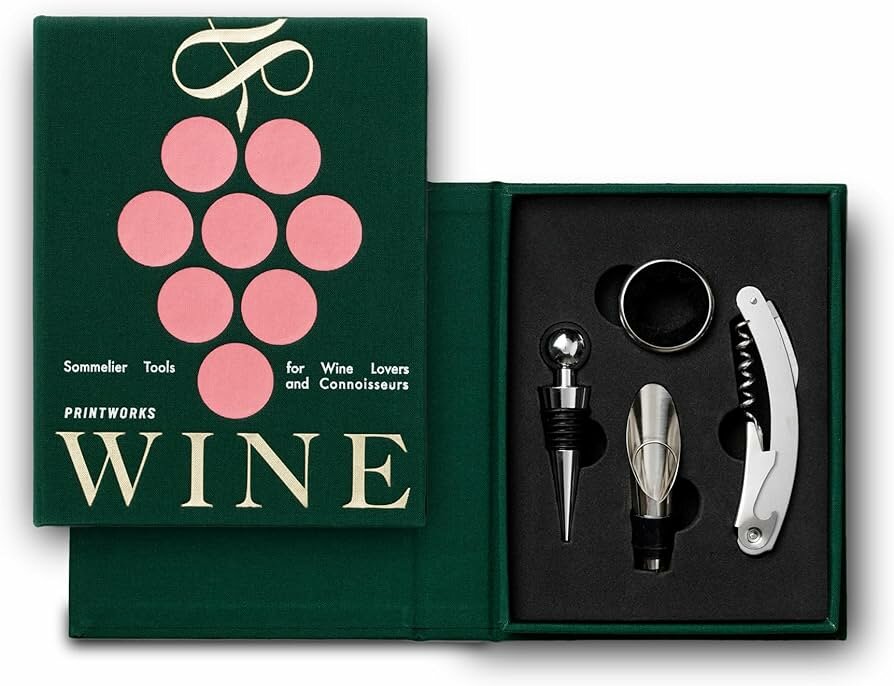Printworks Набор аксессуаров для вина The Essentials WINE Tools, 4 предмета - Green/Pink