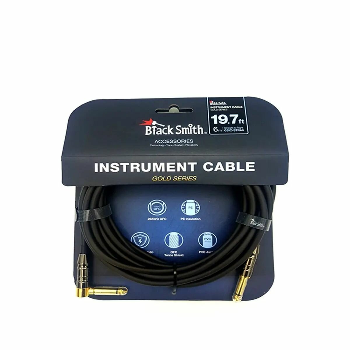 Инструментальный кабель BlackSmith GSIC-STRA6 Gold Series Jack 6.3 (M) Jack 6.3 (M), 6 м