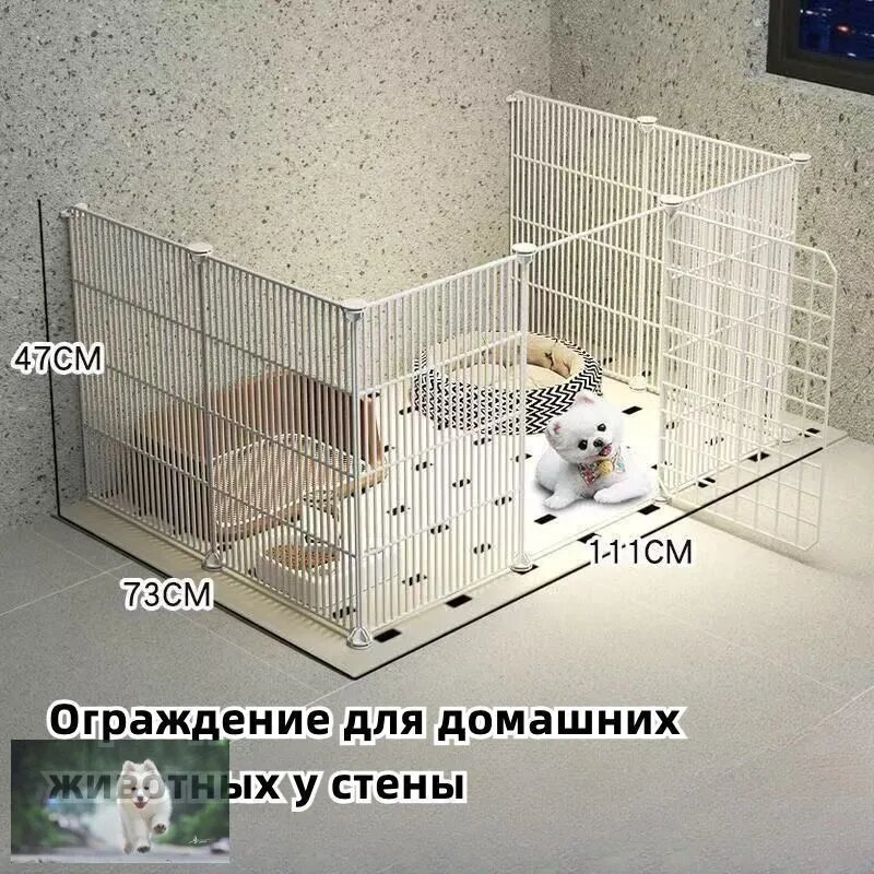 Вольер для животных вдоль стены, зашифрованный и приподнятый, 6 кусков проволочной сетки плюс 1 ворота