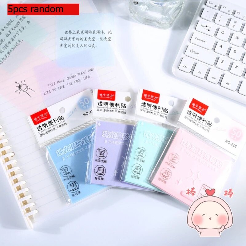 Прозрачные стикеры-заметки 5pcs random