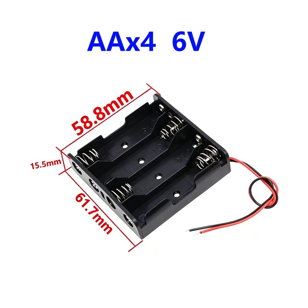 Держатель для батарей 18650 пластиковый черный 1-4 слота AAX4 slots 6V