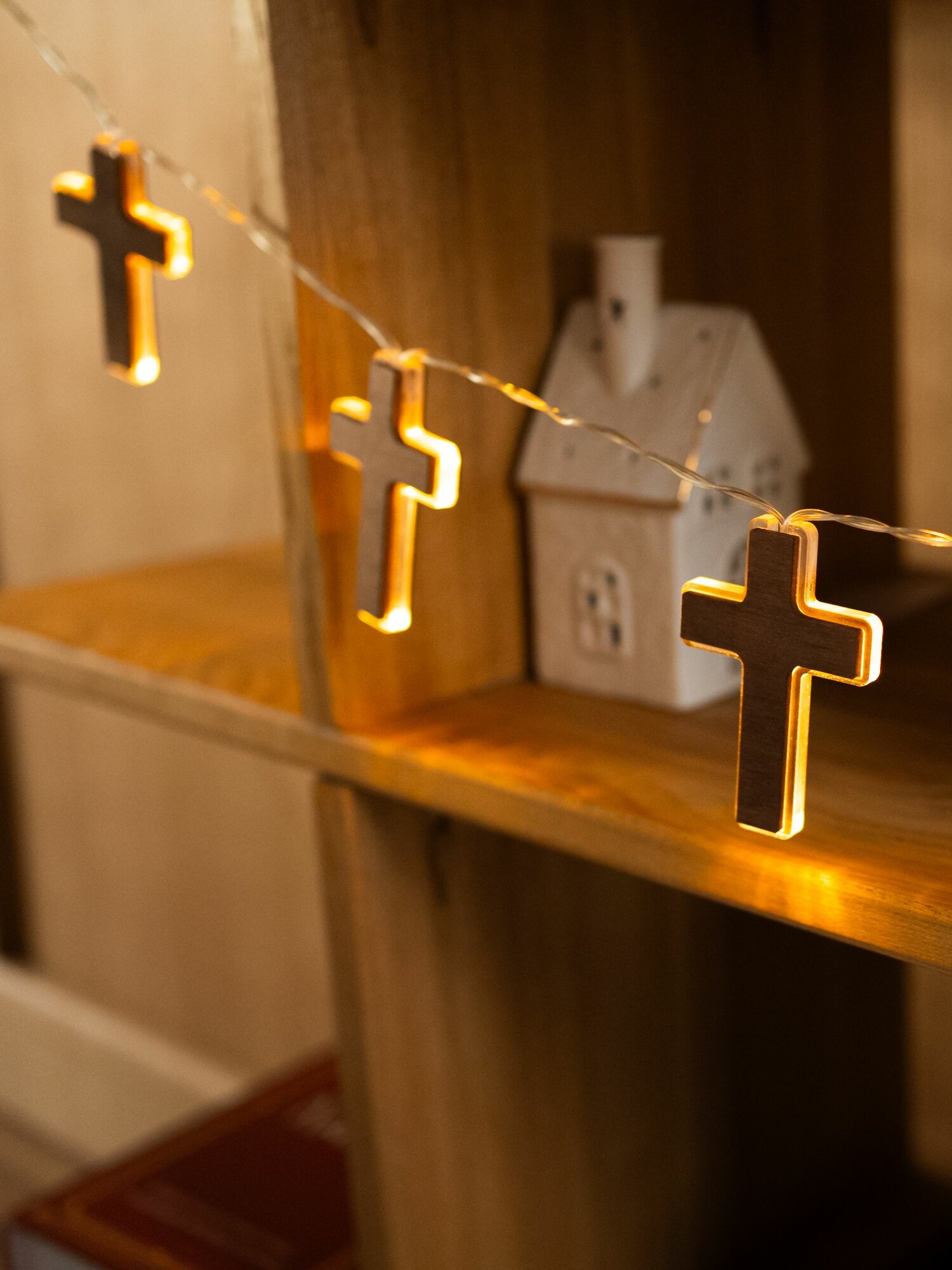 Гирлянда Крест, 1.5 м, 10 шт, коричневая