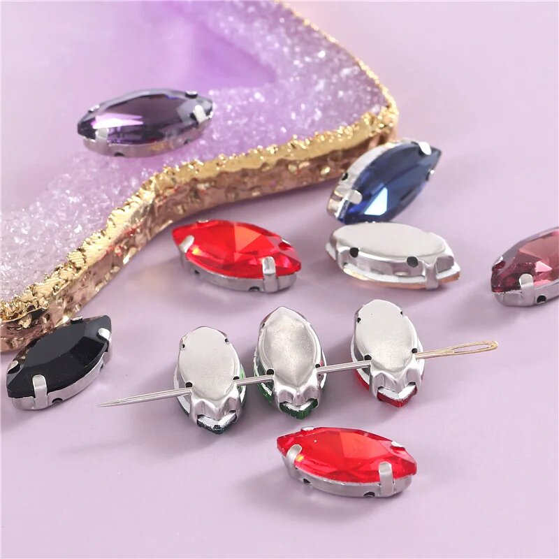 Хрустальные стразы для шитья Mid-July 7x15mm 20pcs, Бордовый, Wine Red — фото 1