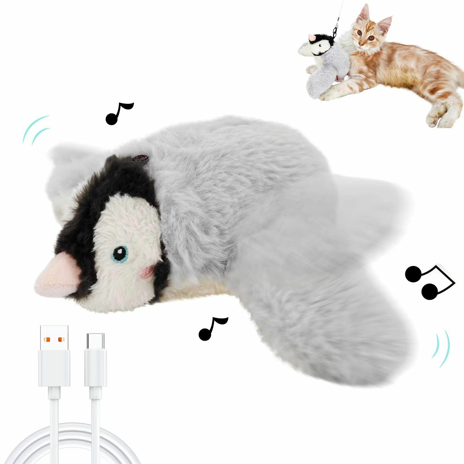 Мягкая игрушка Кот на батарейках, звук