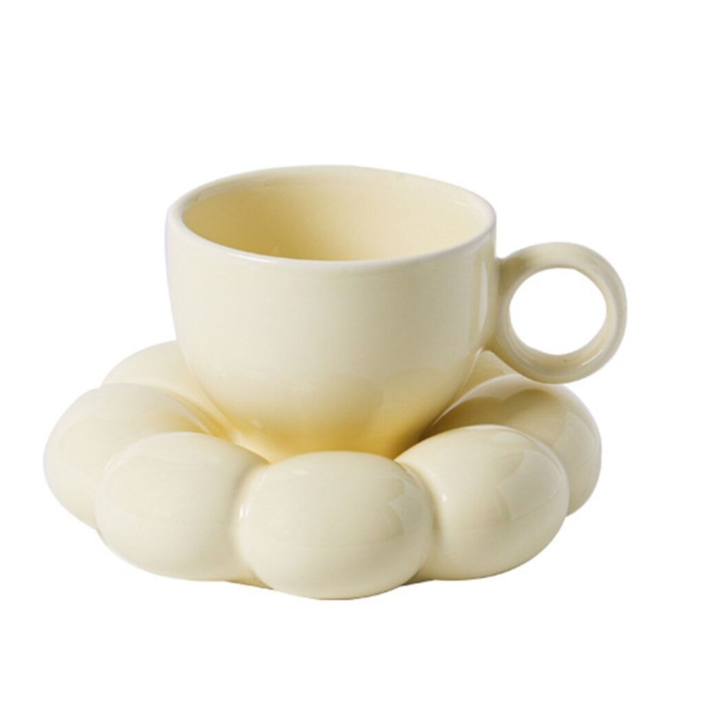 Керамическая кофейная кружка с блюдцами в форме цветка, 200 мл, Модные милые чайные чашки, фарфоровые чашки для латте с удобной ручкой