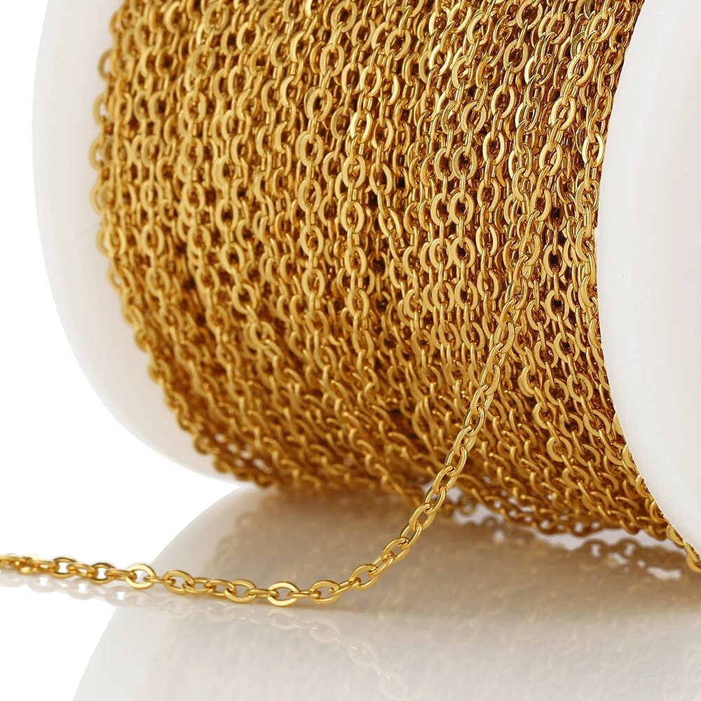 Цепочка МINGXUAN черная нержавеющая сталь 2 метра 1,5 мм Gold Color